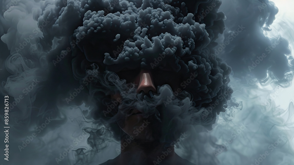 Tobacco is the toxic cloud that suffocates life: Depict a person ...