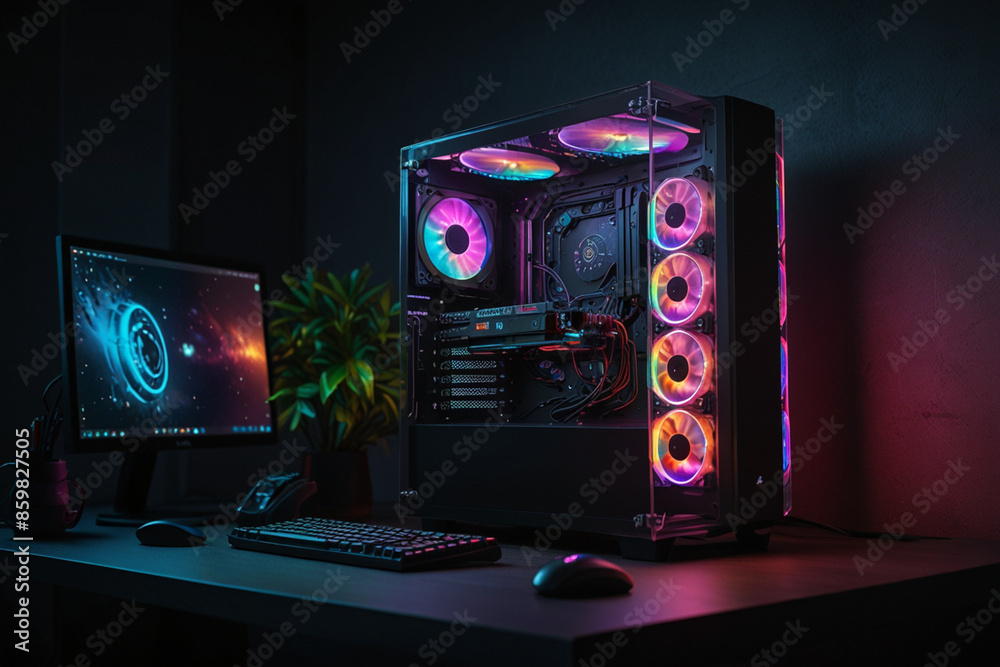 RGB Gaming pc | liqued cooler computers | gaming case | components of a ...