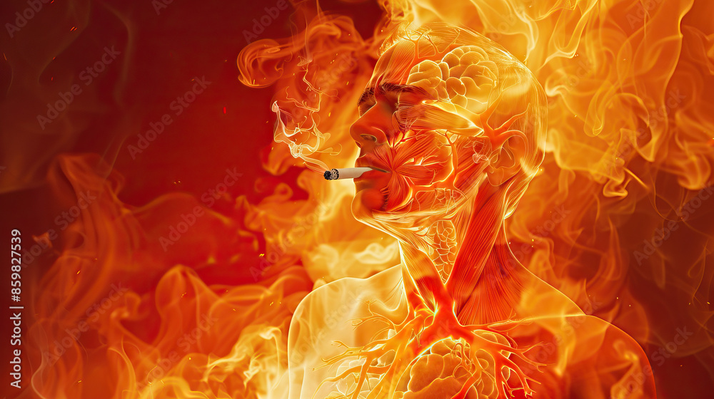 ภาพประกอบสต็อก Smoking is the wildfire that spreads disease: Illustrate ...