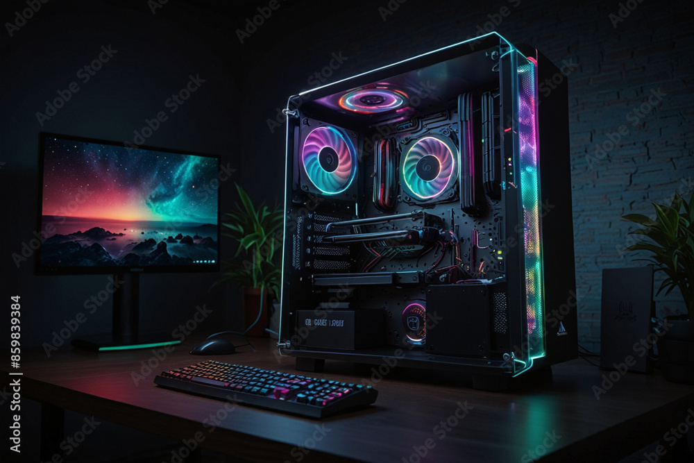 RGB Gaming pc | liqued cooler computers | gaming case | components of a ...