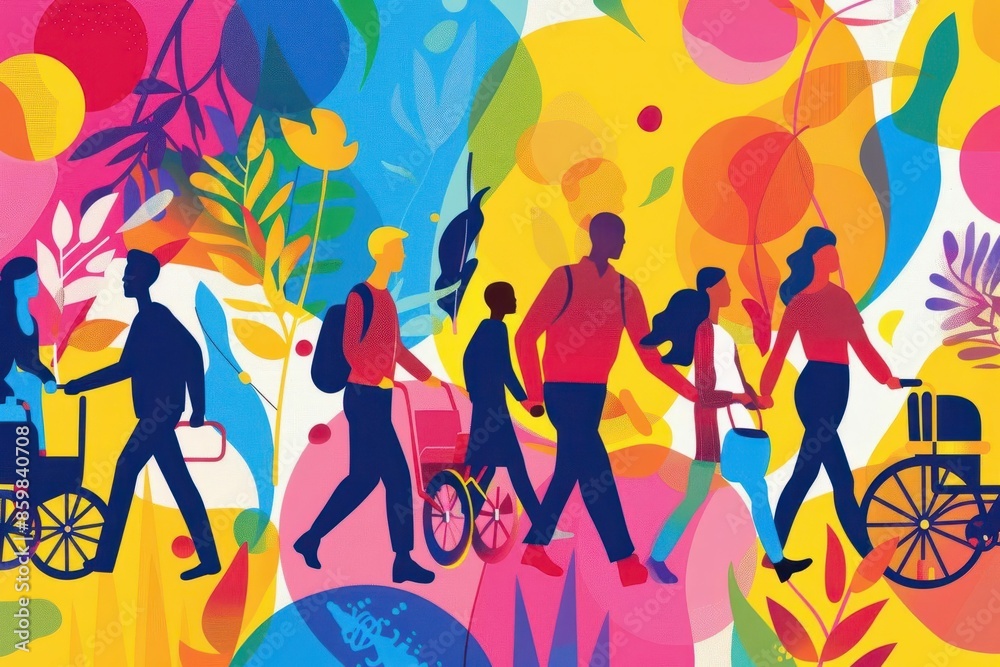 colorful disability inclusion banner flat design concept for visibility ...