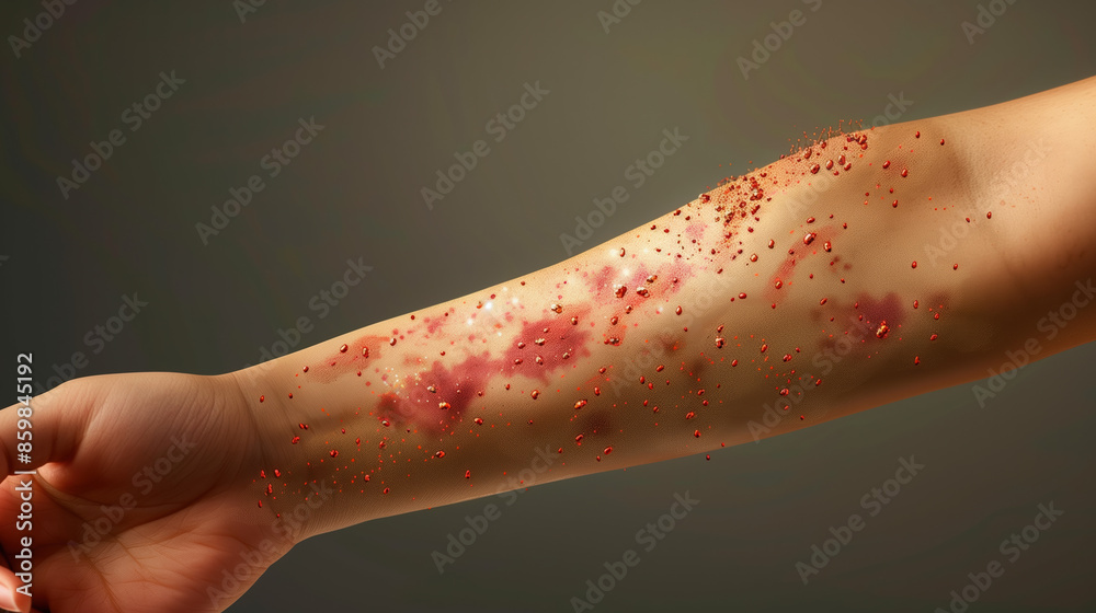 Red, Itchy Blisters: Highlighted Poison Ivy Rash Spreading on Arm Stock ...