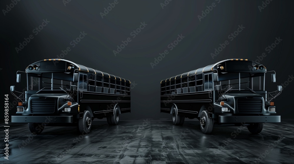 Elegant and minimalist back to school black school bus on left and ...