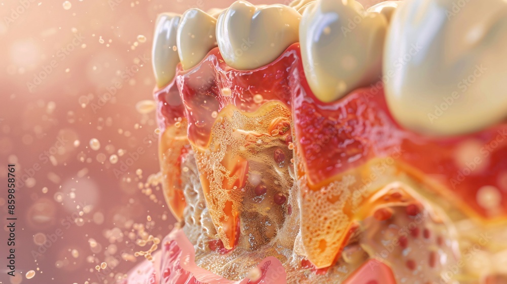 Realistic and detailed illustration of a molar with advanced tooth ...