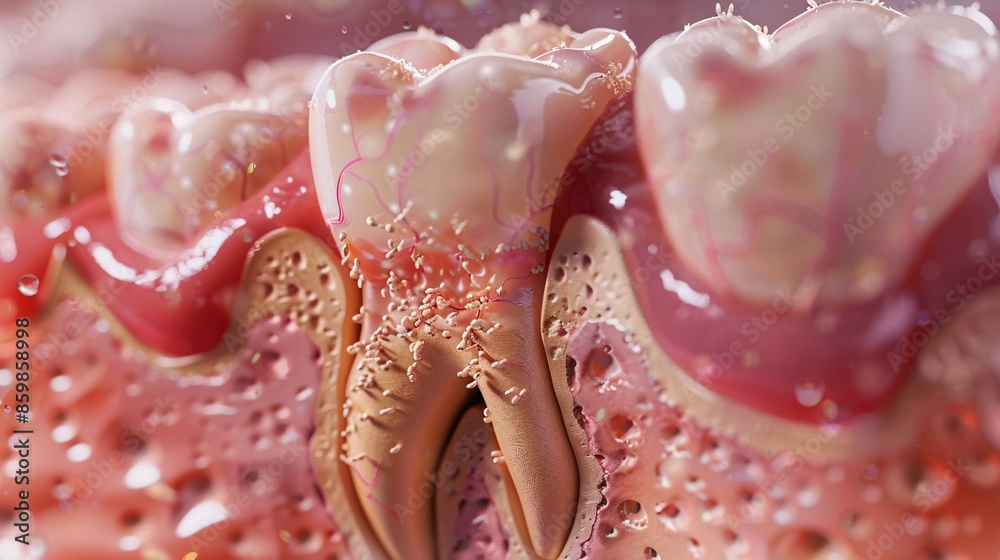 Realistic and detailed illustration of a molar with advanced tooth ...
