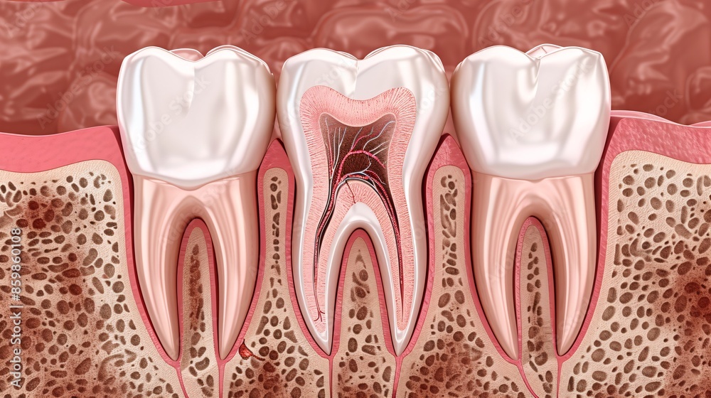 This image captures a close-up view of a tooth with a hole, also known ...