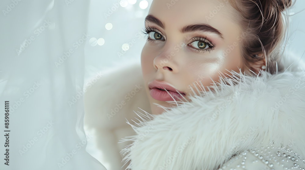 Beautiful young lady in a stylish white outfit Refined taste Elegance ...