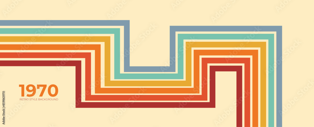 retro vintage 70s style stripes background poster lines. shapes vector ...