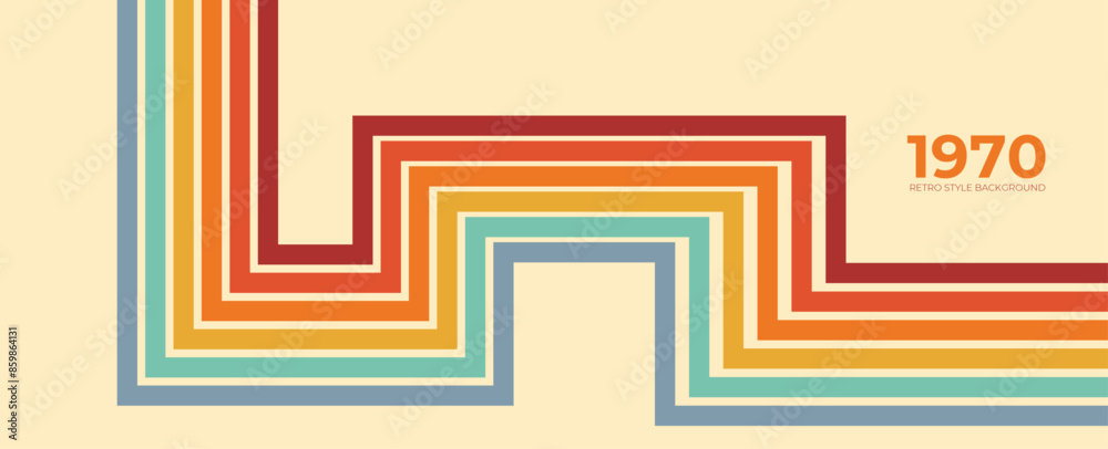 retro vintage 70s style stripes background poster lines. shapes vector ...