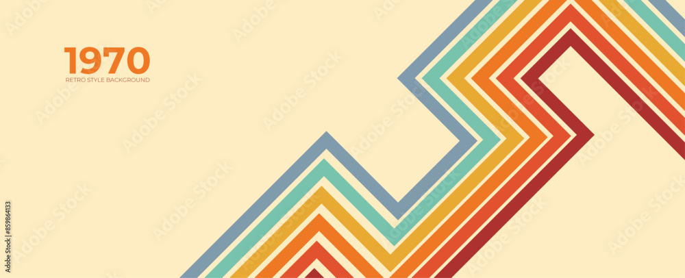 retro vintage 70s style stripes background poster lines. shapes vector ...