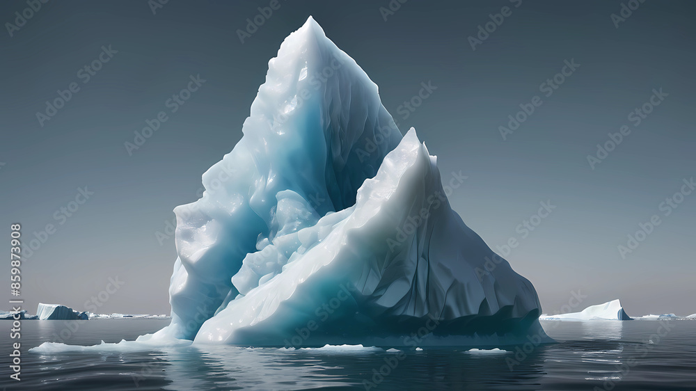iceberg, top and bottom part, huge bottom, transparent water. the tip ...