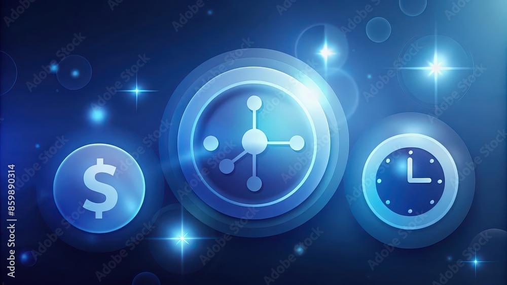 Icons of dollar sign and clock representing business and finance ...