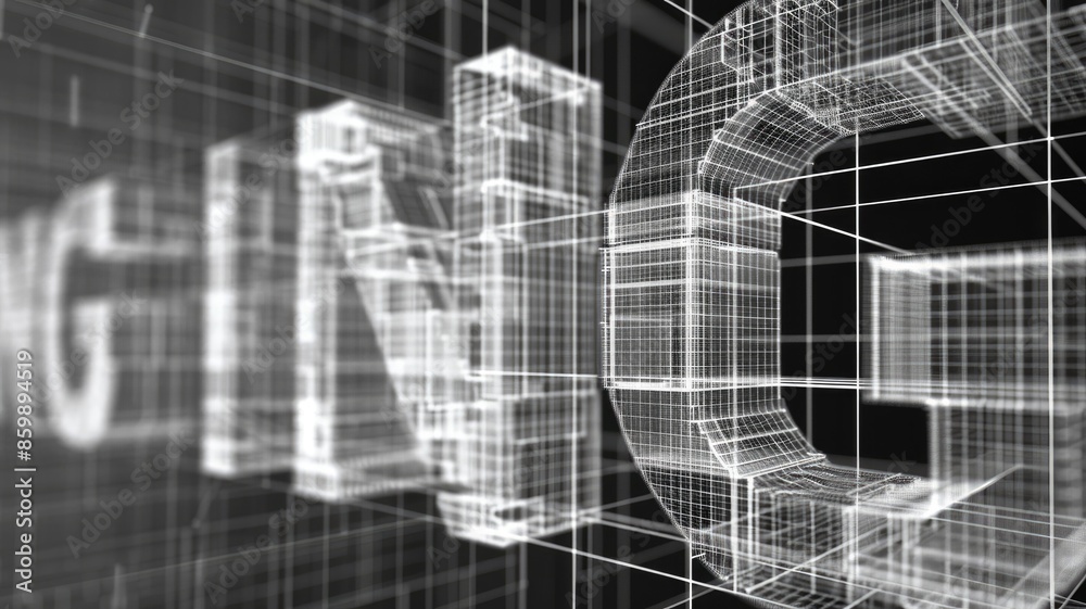 Black and white digital rendering of the word 'NG' in block letters ...