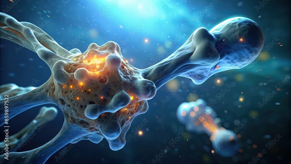 Close up of osteoblasts working to form new bone tissue, osteoblasts ...