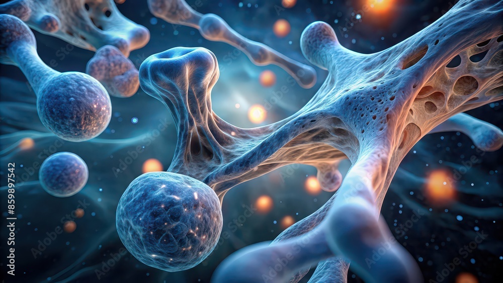 Close up of osteoblasts working to form new bone tissue, osteoblasts ...