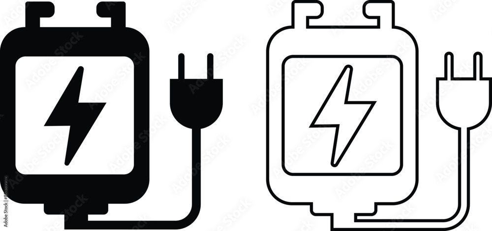 various charges icons flat and line collection isolated on transparent ...