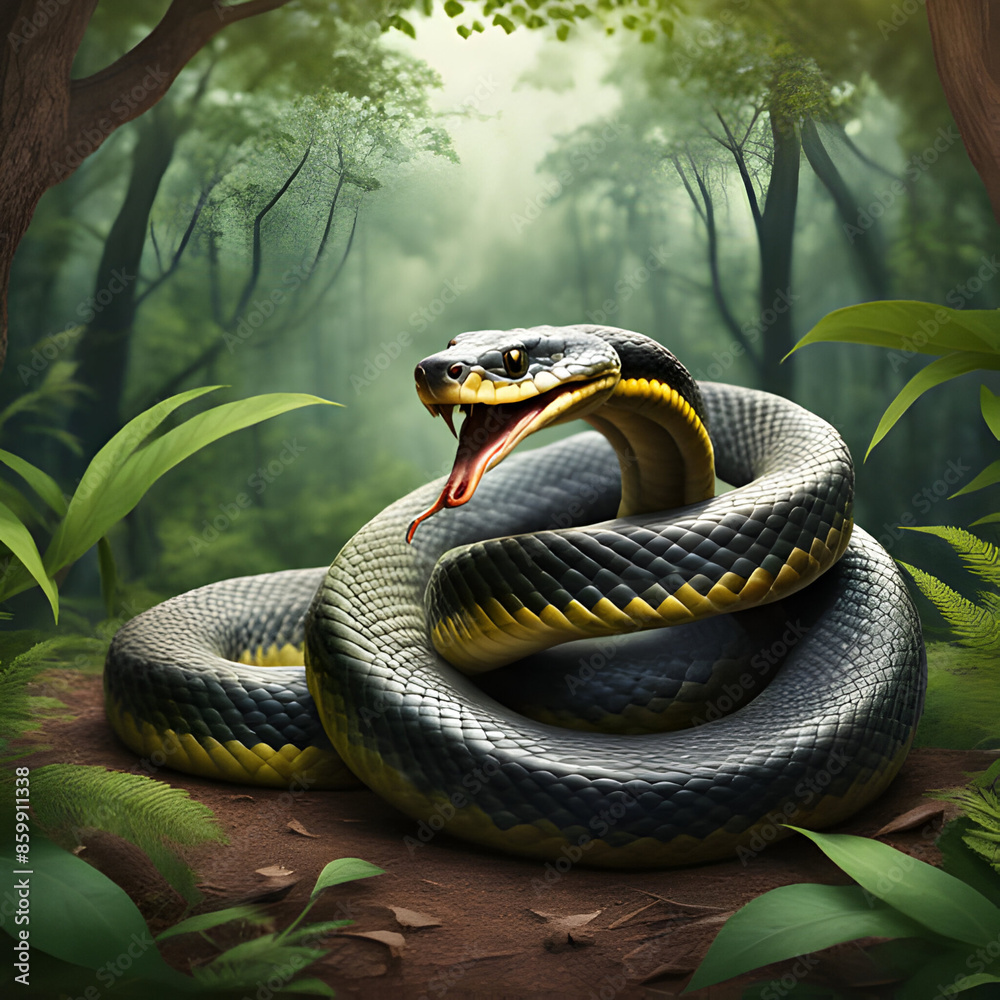 Anaconda and python together in jungle biodiversity predators serpent ...
