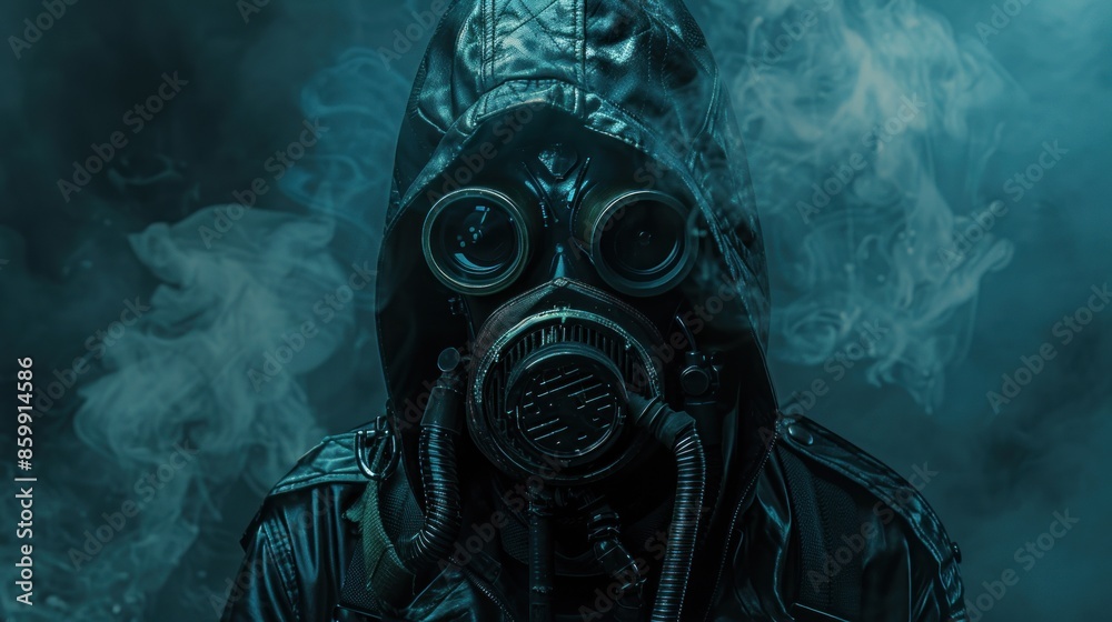 Man robot a gas mask hood mysterious android horror cyborg Background ...