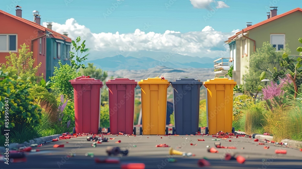 waste management contributor flat design front view landfill animation ...