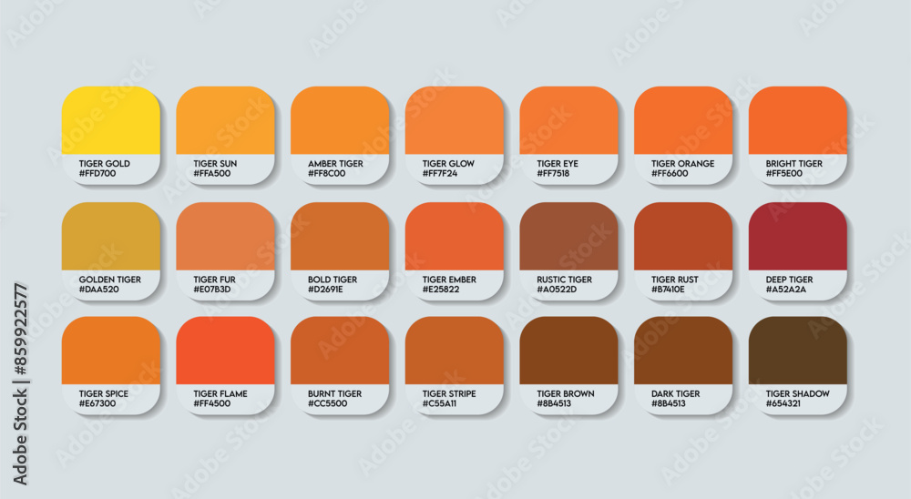 Tiger Color Palette, Tiger Color Guide Palette with Color Names ...