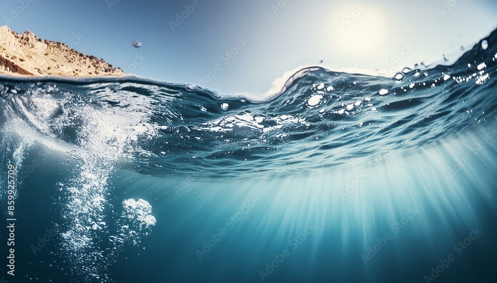 ai generative the view between inside the water and outside the water ...