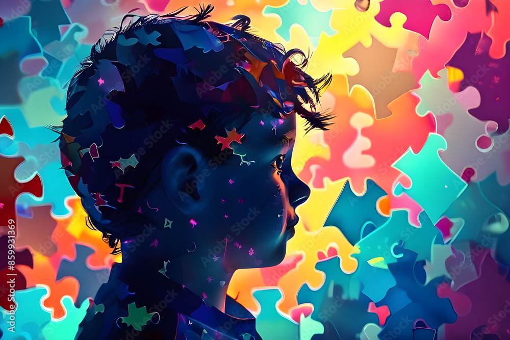 Autistic child silhouette Jigsaw puzzle for autism neurodiversity ...