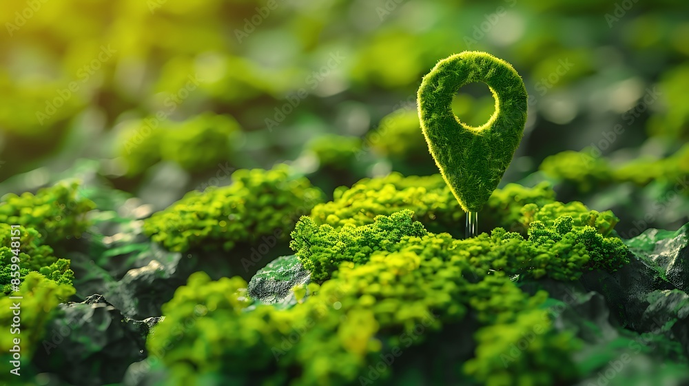 Green location symbol of pin a green forest shape on location pin ...