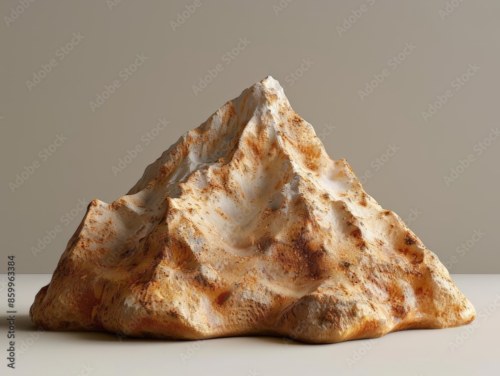 Bread mountain shaped like Nanga Parbat, realistic, rough bread texture ...