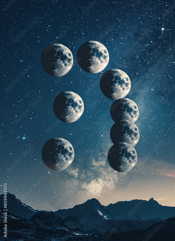 Lunar Phases Sequence from New to Full Stock Photo | Adobe Stock