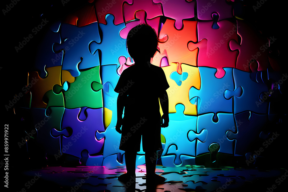 Kid silhouette Jigsaw puzzle for autism neurodiversity mental ...