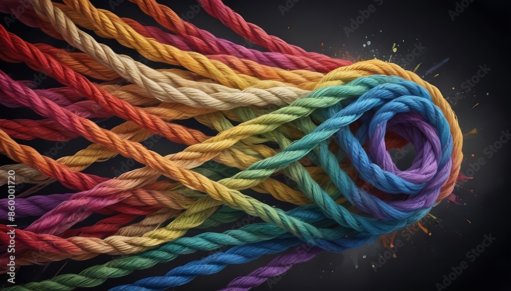 Team rope diverse strength connect partnership together teamwork unity ...