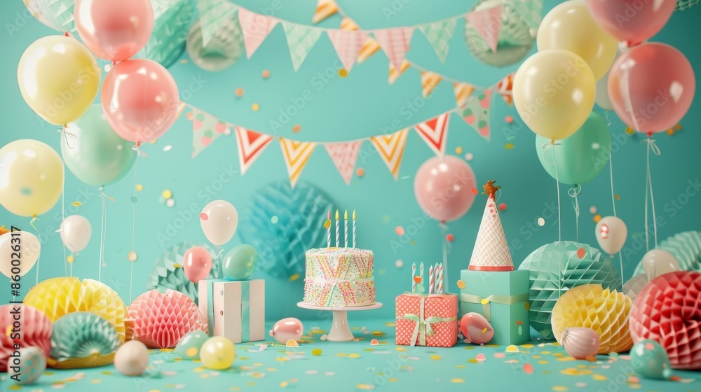 Birthday party background with balloons and decorations for PowerPoint ...
