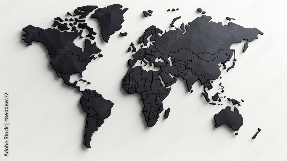 Unlabeled world map borders on a simple, clean white background ideal ...