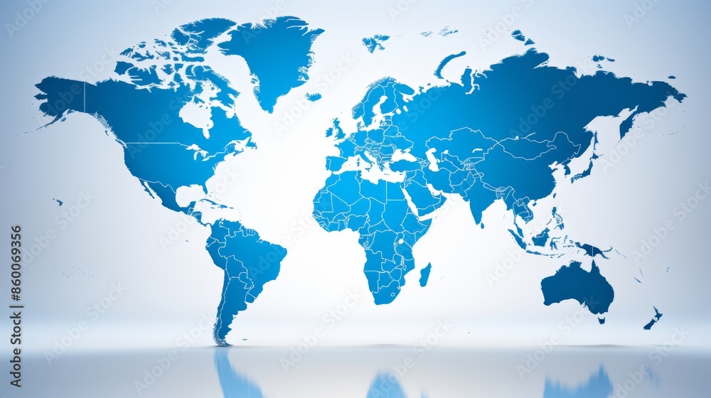 Detailed world map with borders, no labels, on clean white background ...