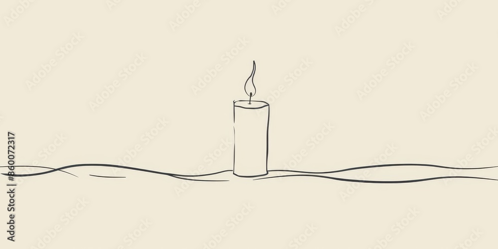 Minimal line drawing of a lone candle burning brightly in honor of ...