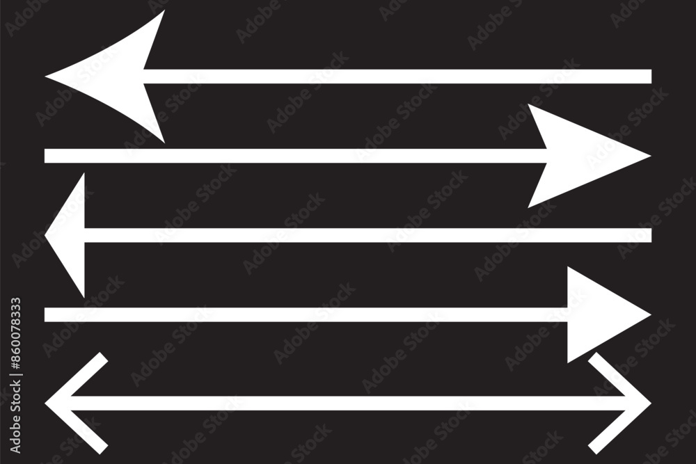 Horizontal dual sided long straight arrow signs. Black, red, stock ...
