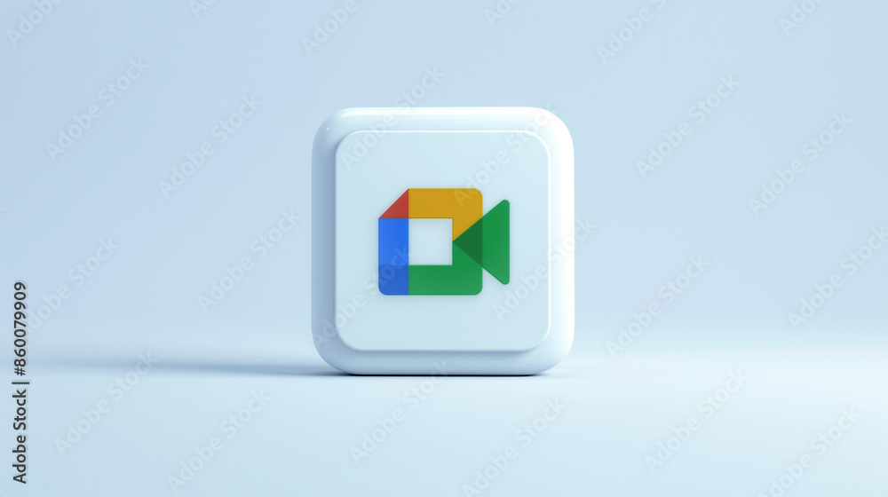 Google Meet app 3d icon on a pale blue background Stock Illustration ...