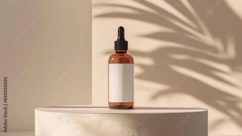 Mockup of cosmetic flacon with white blank label on cylinder ...