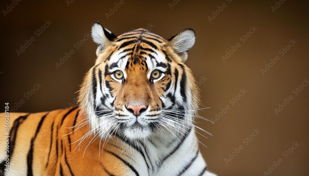 front view of sumatran tiger isolated on black background portrait of ...