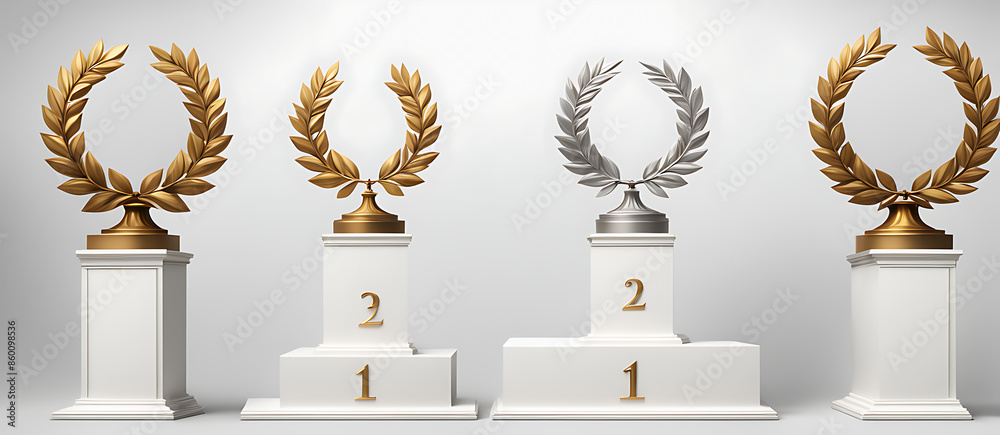Winner award podium prize silver gold trophy win champion pedestal ...