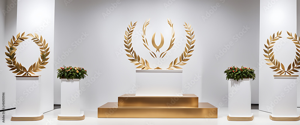 Winner award podium prize silver gold trophy win champion pedestal ...