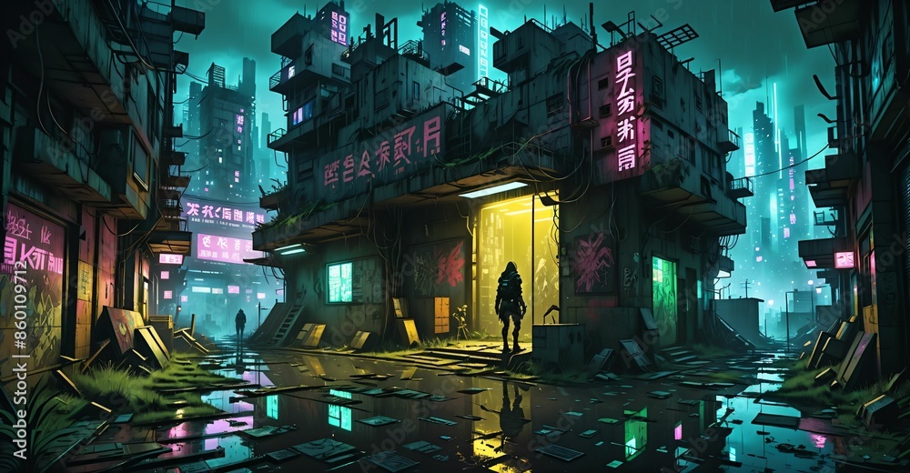 cyberpunk city buildings sci fi futuristic wasteland cyber slums at ...