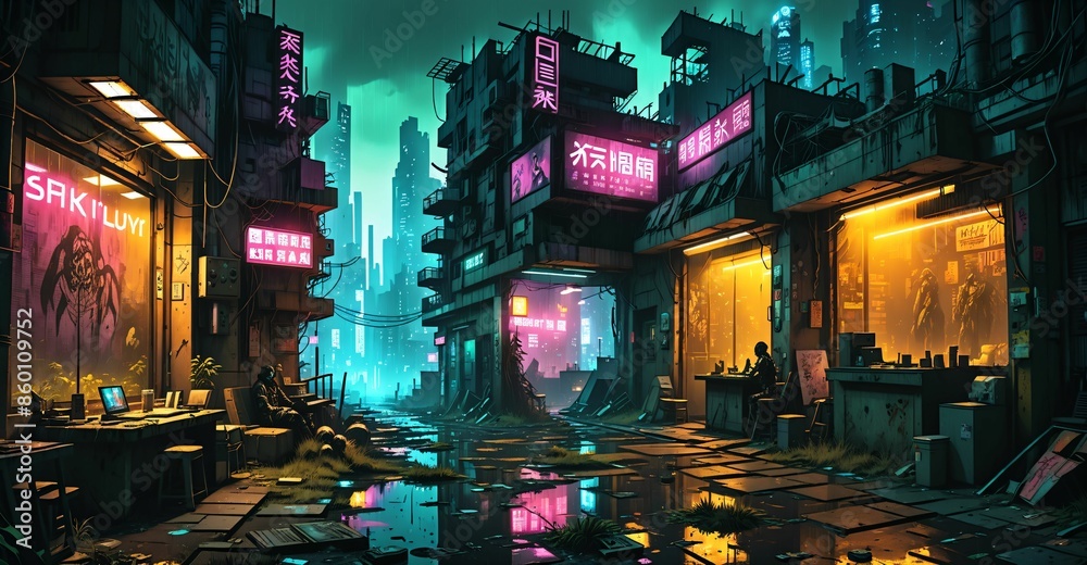 cyberpunk city buildings sci fi futuristic wasteland cyber slums at ...