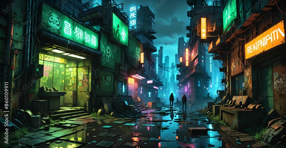 cyberpunk city buildings sci fi futuristic wasteland cyber slums at ...