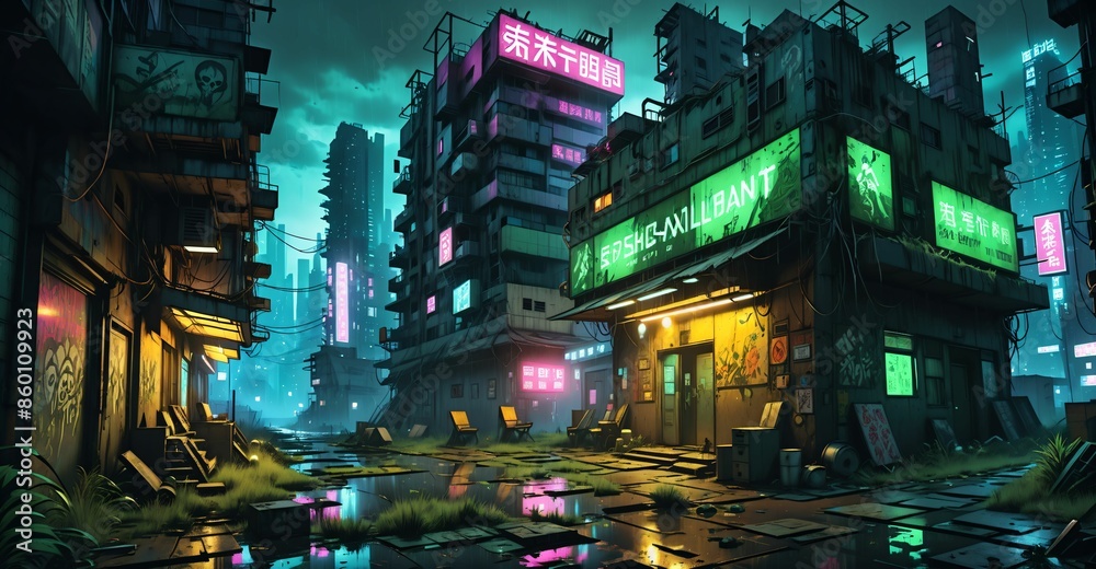 cyberpunk city buildings sci fi futuristic wasteland cyber slums at ...