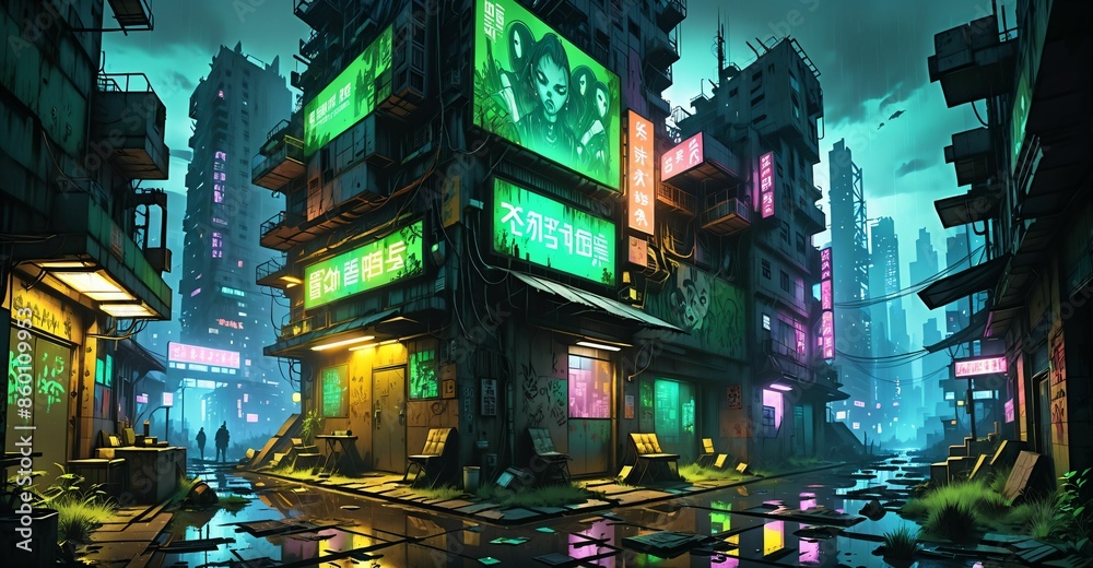 cyberpunk city buildings sci fi futuristic wasteland cyber slums at ...