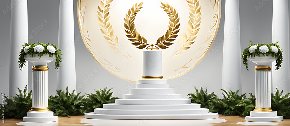 Winner award podium prize silver gold trophy win champion pedestal ...