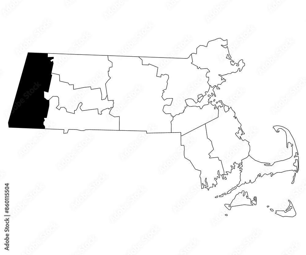 Map of Berkshire County in Massachusetts state on white background ...
