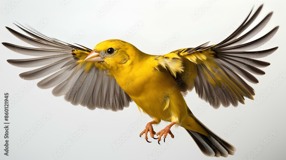 American goldfinch isolated on white background with shadow. American ...