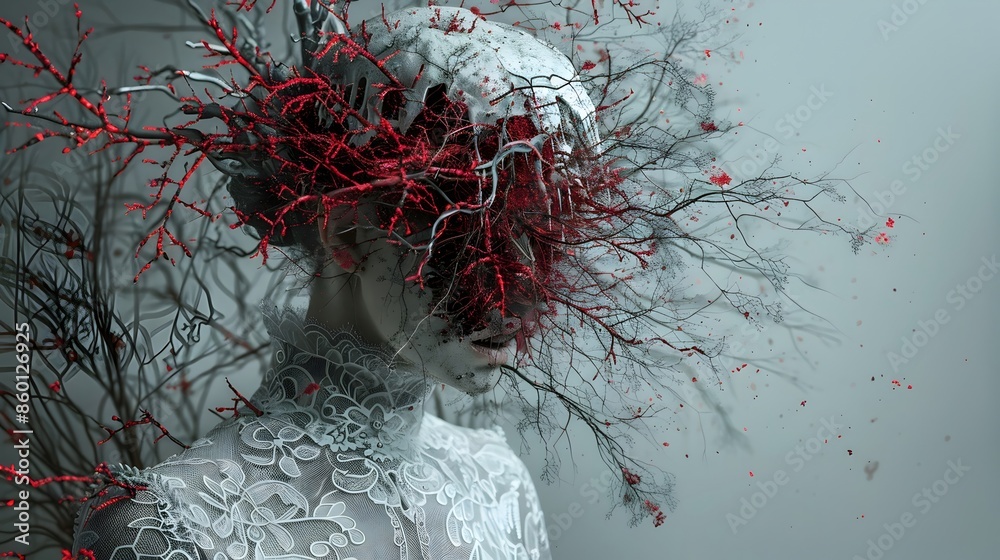 Haunting Bridal Portrait of Eldritch Horror with Spikes and Thorns ...